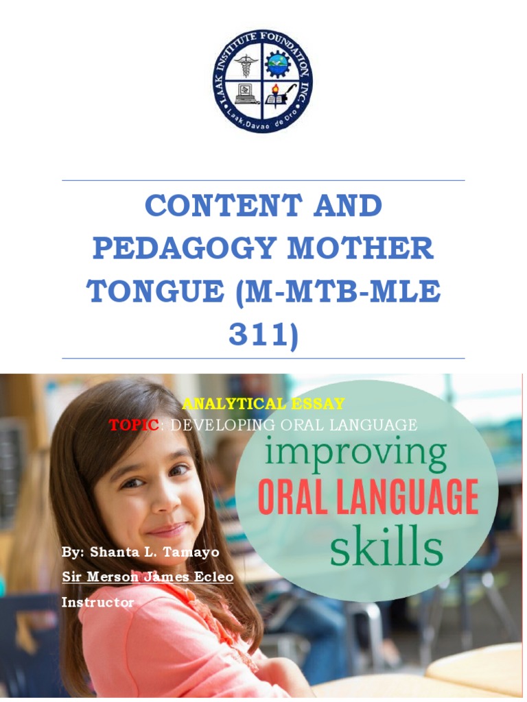 Content and Pedagogy Mother Tongue (M-Mtb-Mle 311) : Topic | PDF ...