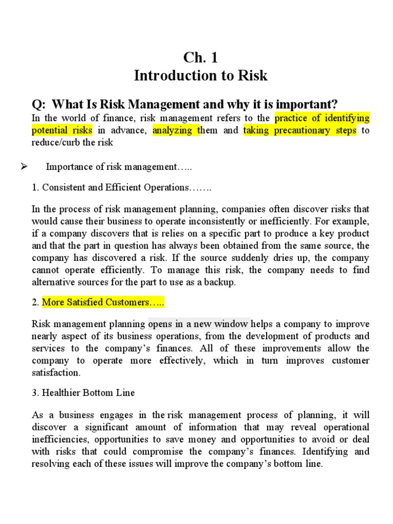 Study Material RIsk Management | PDF | Risk | Risk Management