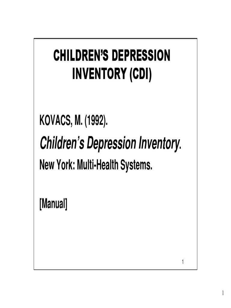 Children'S Depression Inventory (Cdi) | PDF | Depressão | Manual Diagnóstico e Estatístico de ...