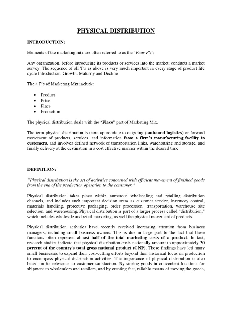 An In-Depth Analysis of Physical Distribution and its Key Components ...
