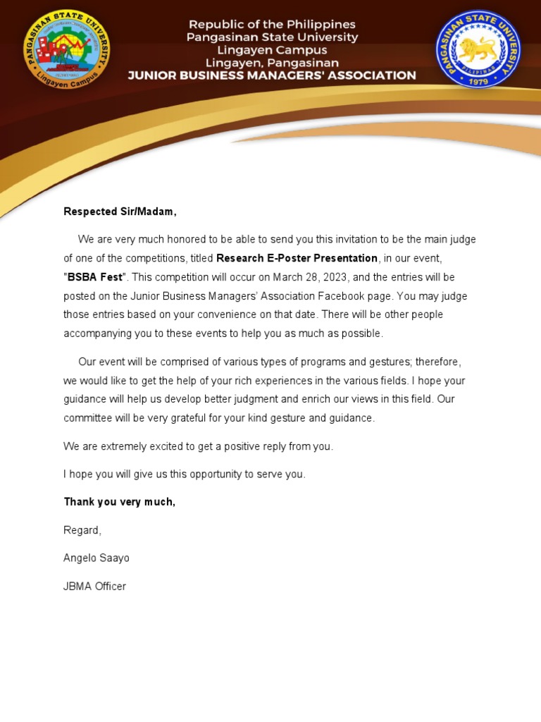 Judge Invitation Letter | PDF