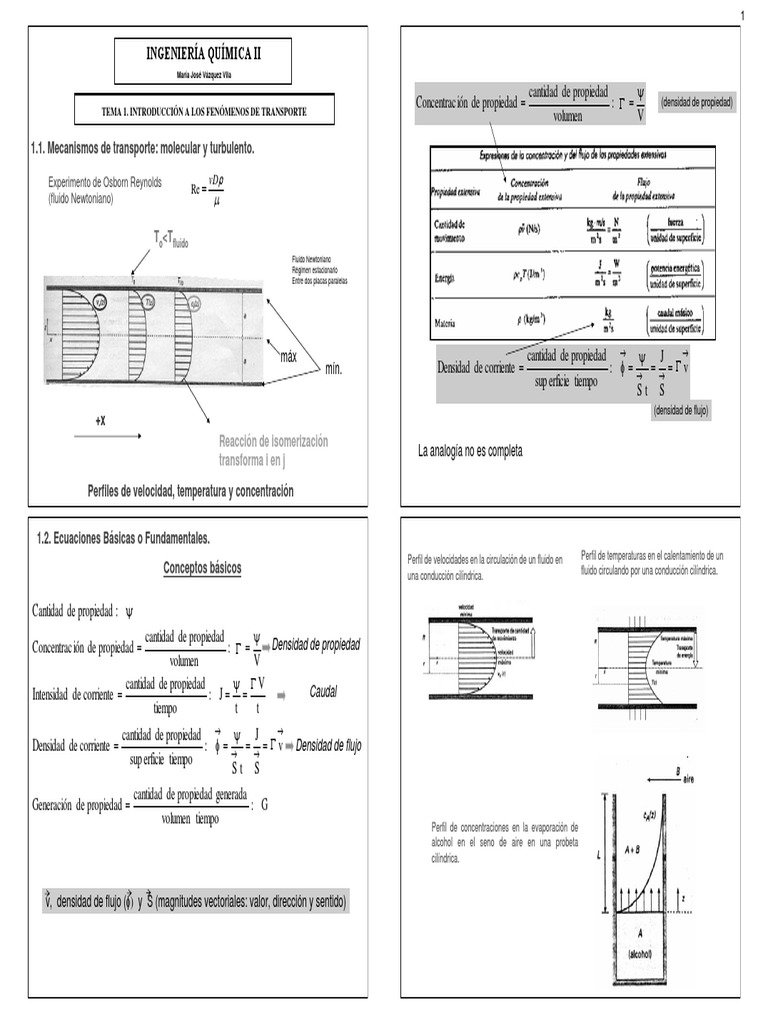 T1 Formulario | PDF | Fenómenos de transporte | Fenomeno fisico