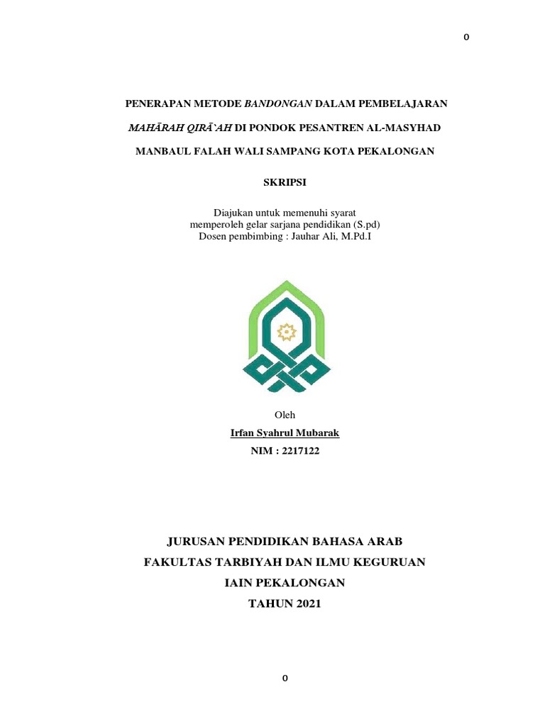 Proposal Irfan Syahrul Mubarak1 (Autosaved) - 4 | PDF