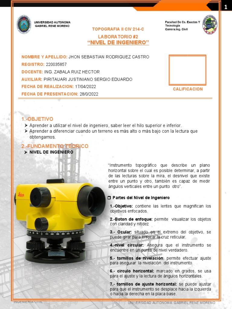 Laboratorio # 2 de Topografia 2 Nuevo | PDF | Topografía | Ingeniería