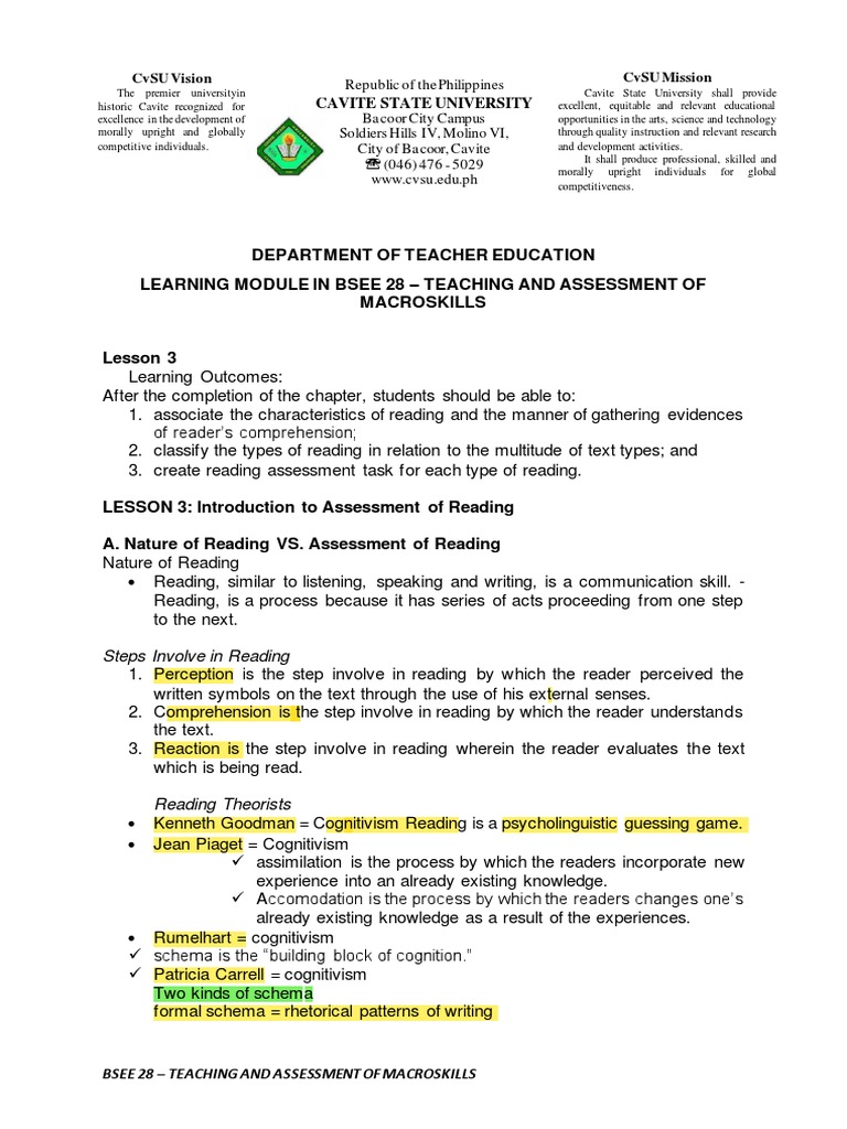Assessment of Types of Reading &theory | Download Free PDF | Reading ...