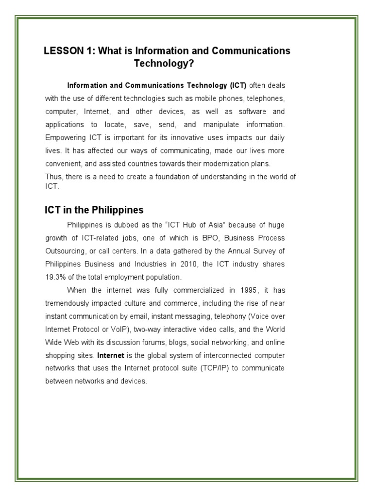 Empowerment Technology - Lesson 1 | PDF | World Wide Web | Internet & Web