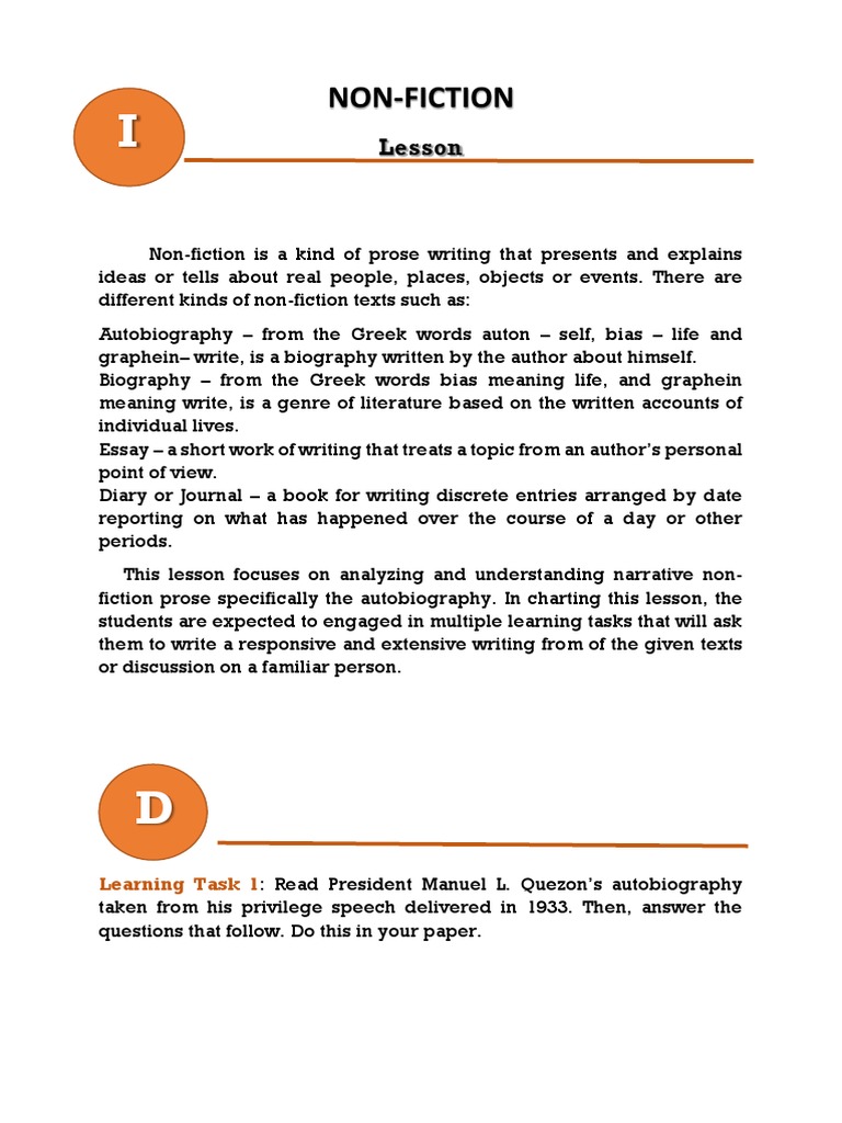 Non-Fiction: Lesson | PDF | Cognition