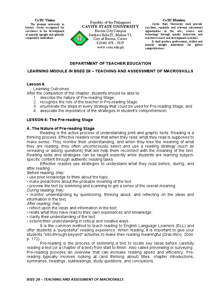 Cavite State University: Cvsu Vision Cvsu Mission | PDF | Reading ...