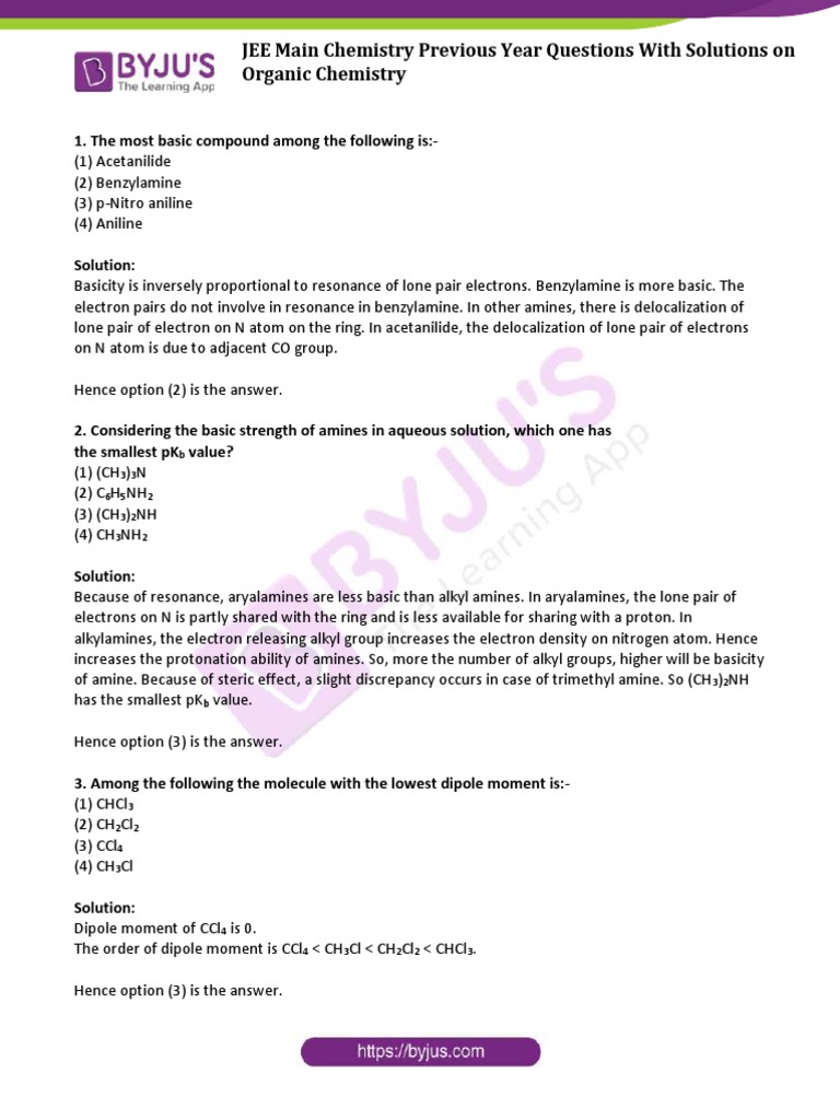 Organic Chemistry Questions and Solutions: A Comprehensive Review of Key Concepts and Previous ...