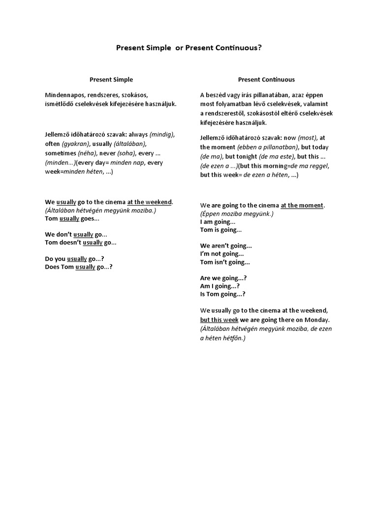 Present Simple or Present Continuous For ESL Kids | PDF