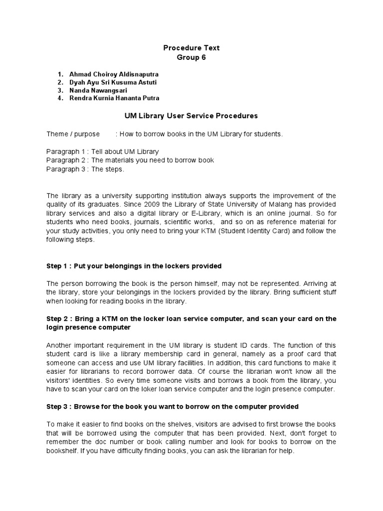 Procedure Text | PDF | Libraries | Books