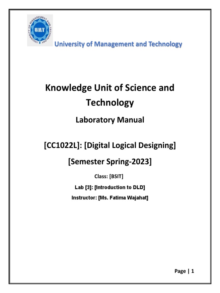 DLD Lab Manual 3 | PDF | Logic Gate | Teaching Mathematics DLD Lab Manual 3 | PDF | Logic Gate | Teaching Mathematics