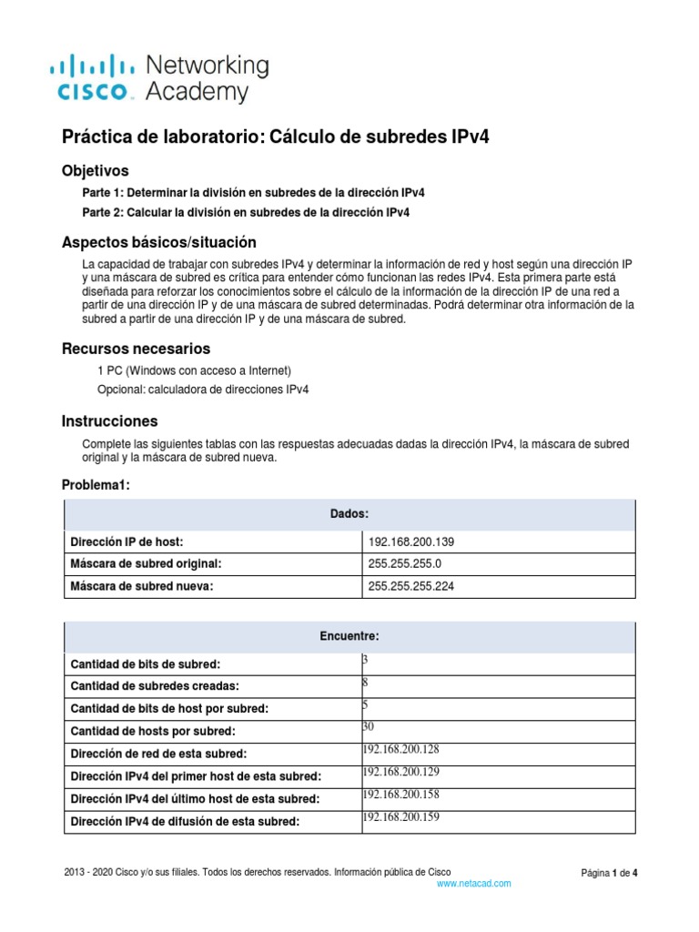 Jose Lema Lab 11.6.6 | PDF | Dirección IP | Red de computadoras