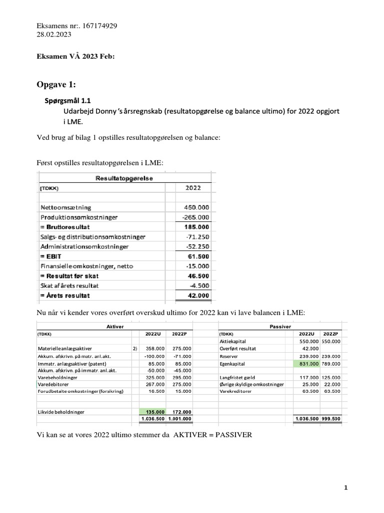 Opgave 1:: Eksamen VÅ 2023 Feb | PDF