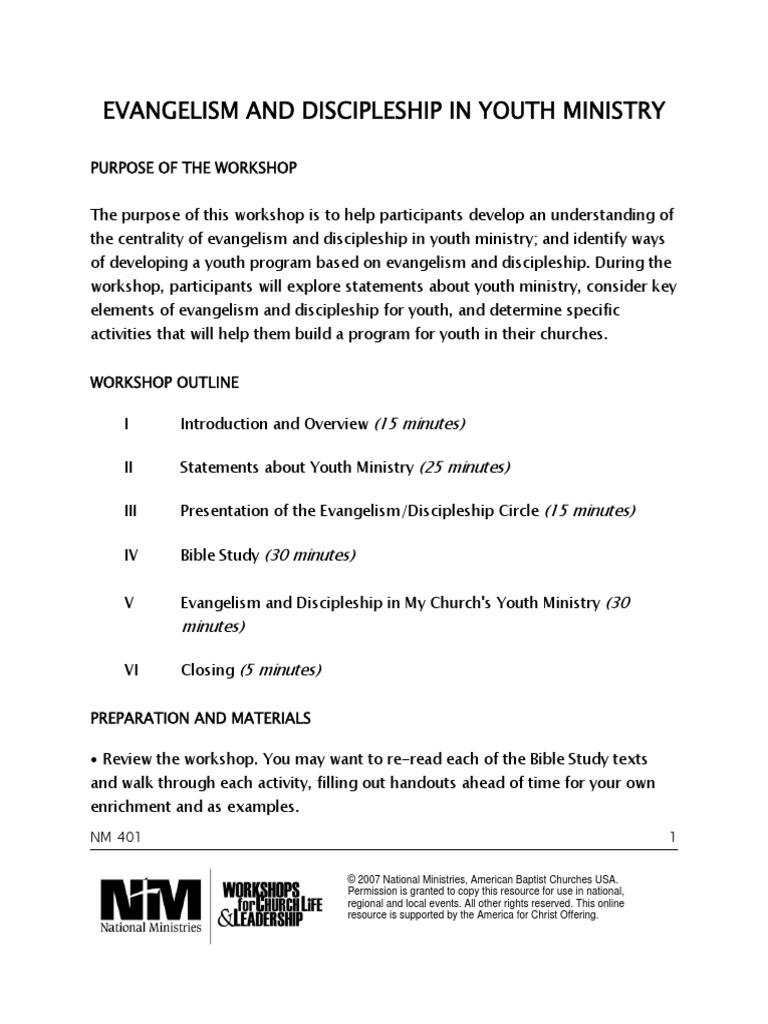 Evangelism and Discipleship in Youth Ministry | PDF | Disciple (Christianity) | Jesus