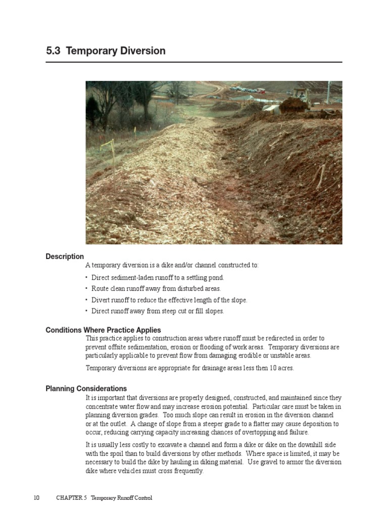 Temporary Diversion | PDF | Levee | Surface Runoff