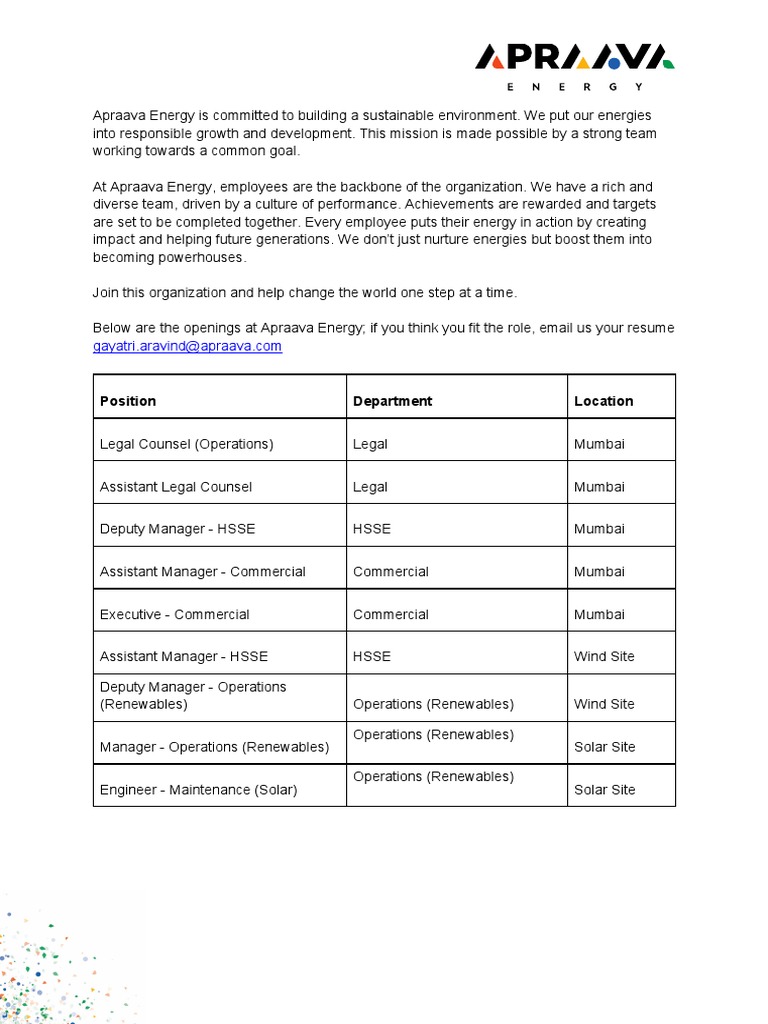Apraava Energy Explore Opportunities | PDF | Business