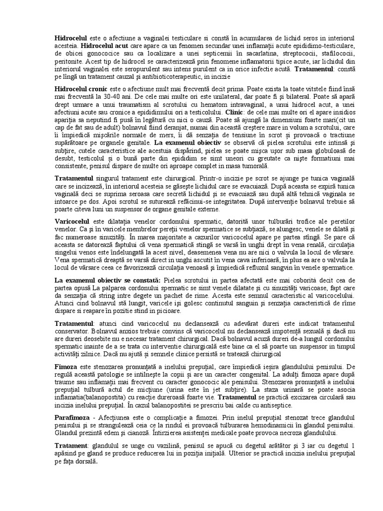 Varicocel Hidrocel Parafimoza Fimoza | PDF