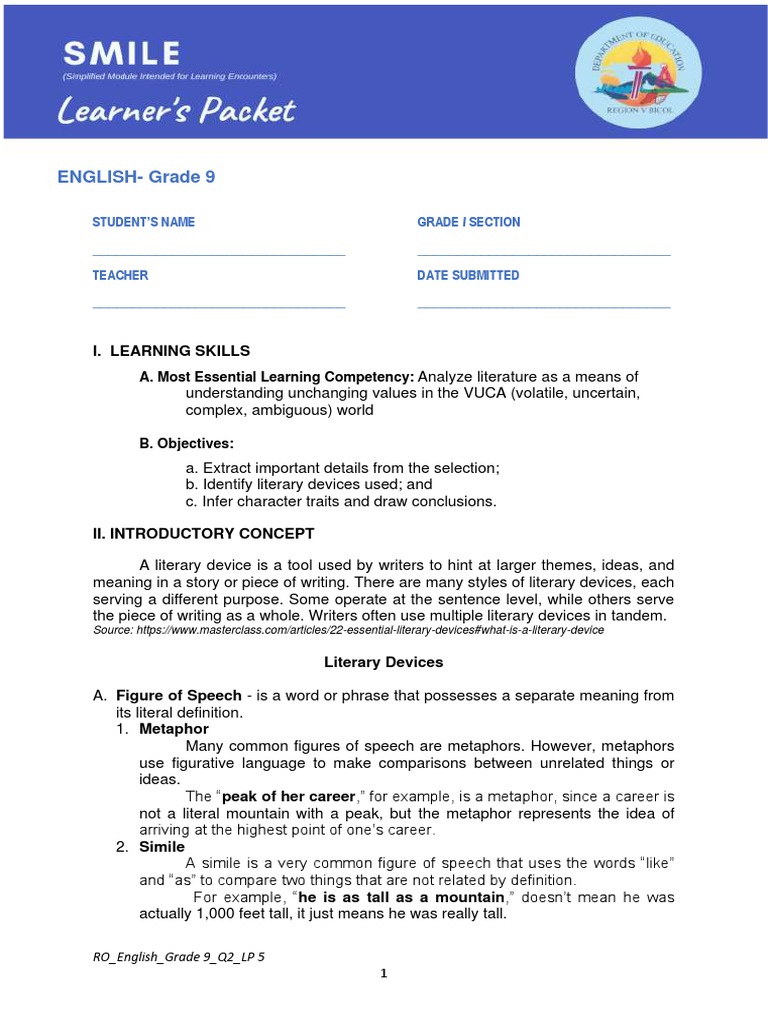 English 9 Week 3 | PDF | Senses | Taste