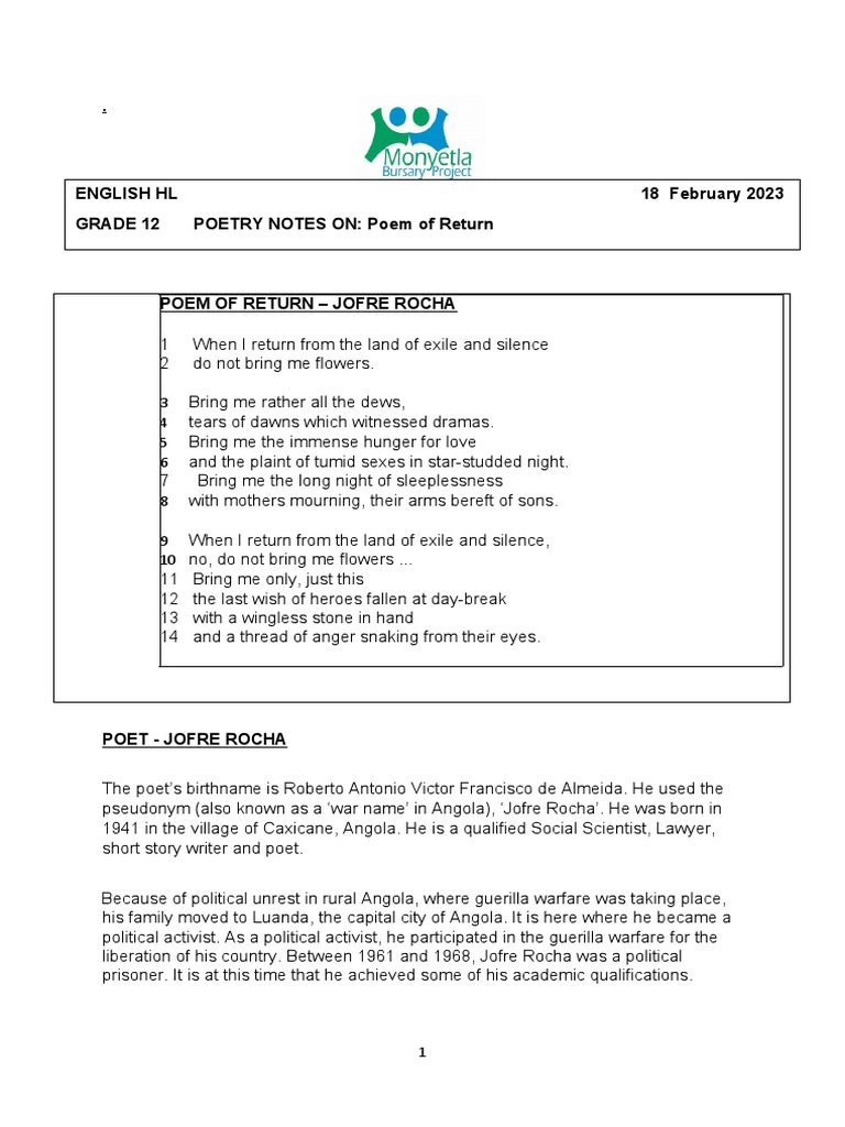 Poem of Return | PDF | Poetry | Anger