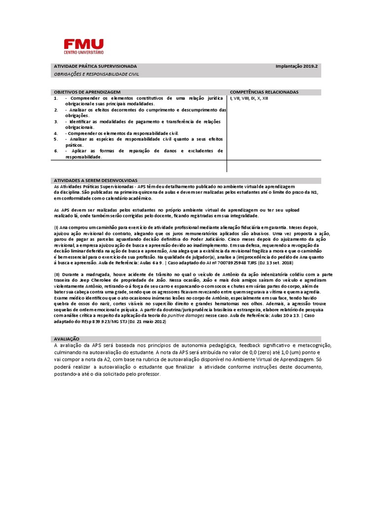 Obrigacoes e Responsabilidade Civil - Aps | PDF