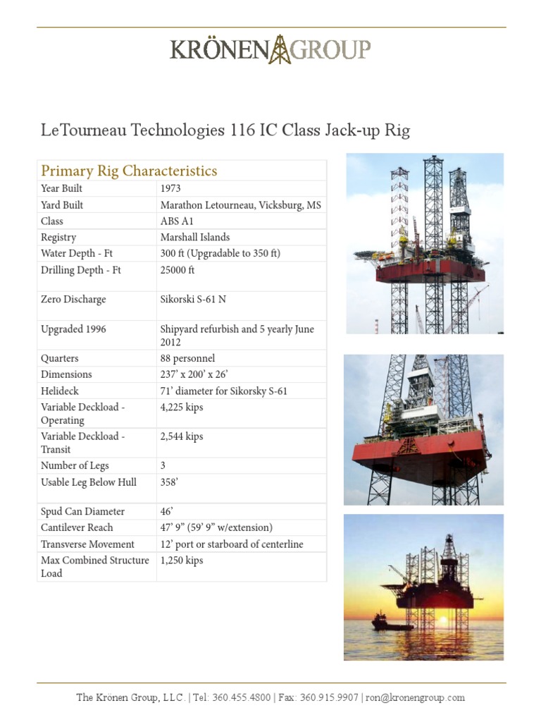 LeTourneau 116 IC Class Jack-up Rig Specs | PDF