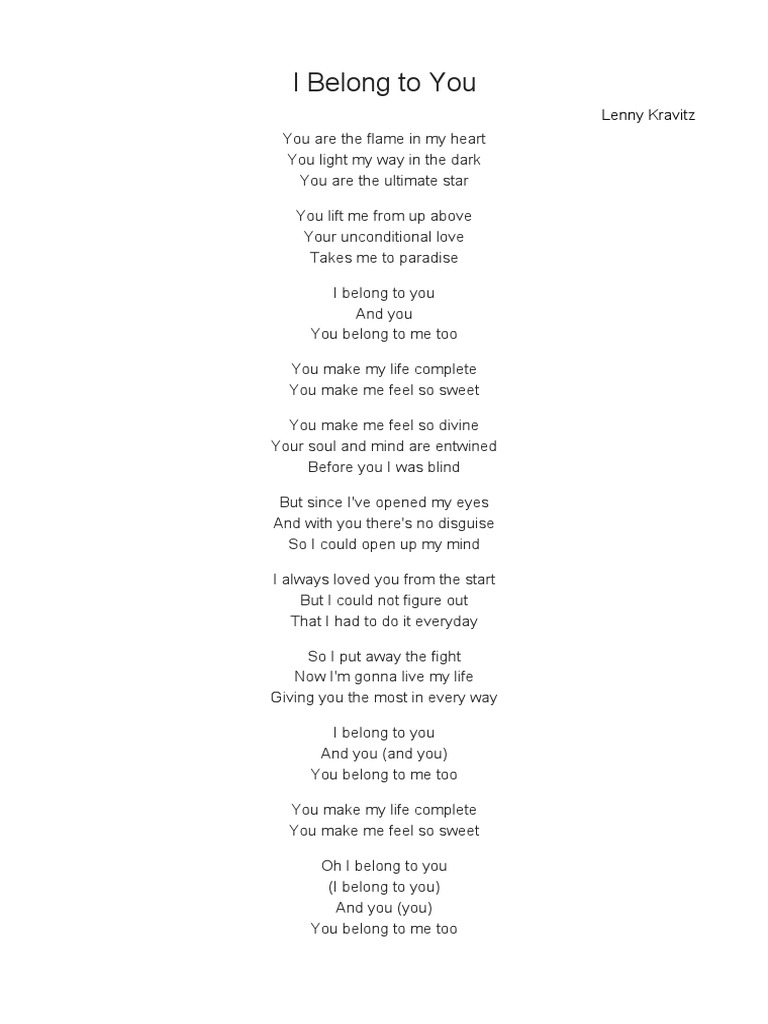 I Belong To You: Lenny Kravitz | PDF