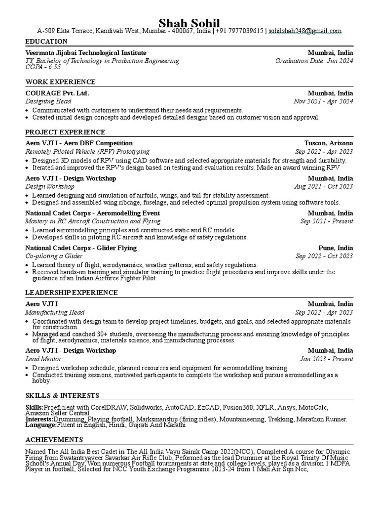 Sohil Shah 201040071 | PDF | Unmanned Aerial Vehicle | Aviation