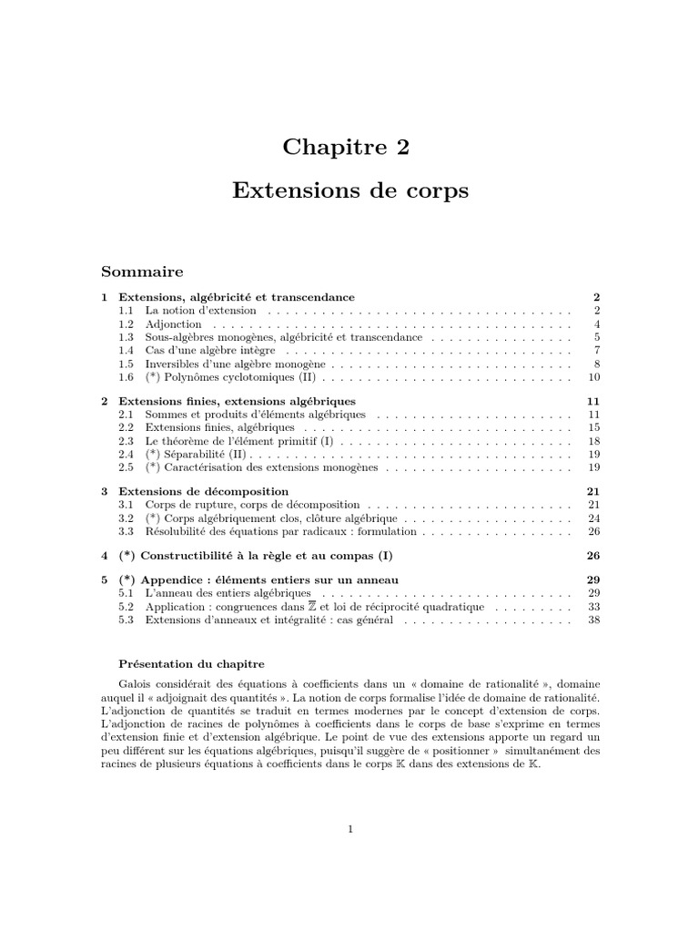 Extensions de corps et algébricité | PDF | Corps commutatif | Polynôme