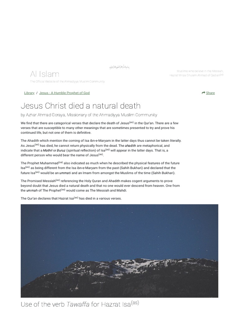 Al Islam: Jesus Christ Died A Natural Death | PDF | Jesus In Islam ...