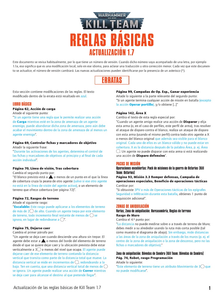 Reglas Básicas Kill Team 1.7 | PDF | Ciencia militar
