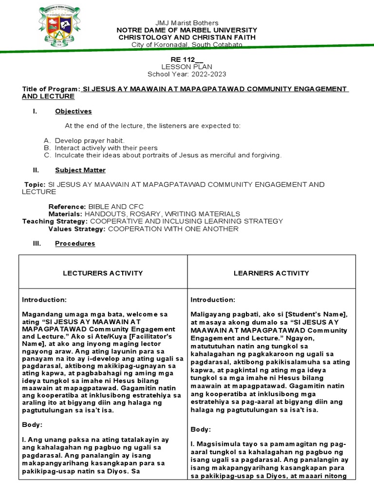Re112 Lesson Plan | PDF