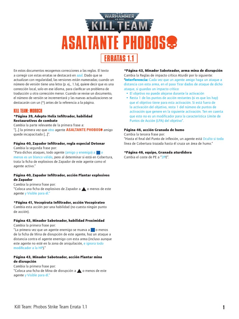 Kill Team: Phobos Erratas 1.1 | PDF