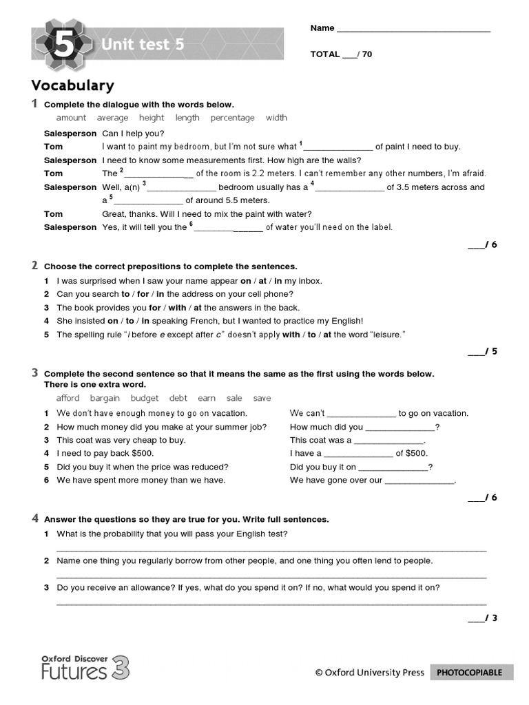 Unit Test 5: Vocabulary | PDF | Happiness