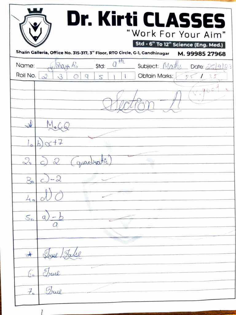 Dr. Kirti CLASSES: "Work | PDF