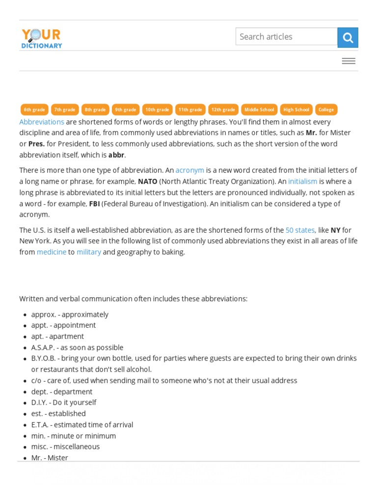 Search Articles: Abbreviations | PDF | Acronym | Federal Housing ...