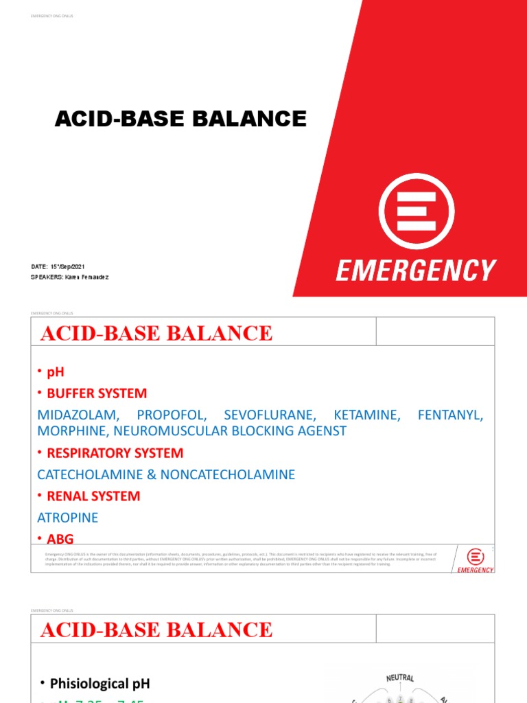 Acid-Base Balance: Emergency Ong Onlus | PDF | Kidney | Respiration