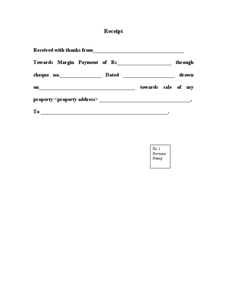 Receipt: Rs. 1 Revenue Stamp | PDF