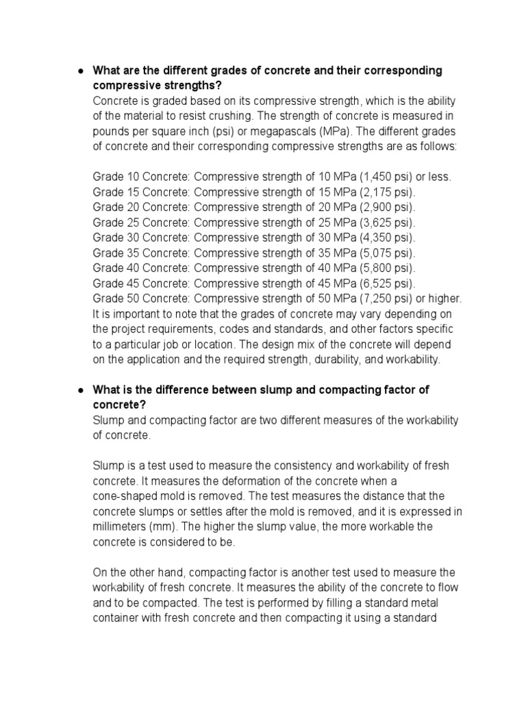 Interview Questions (Concrete Related) | PDF | Concrete | Prestressed ...