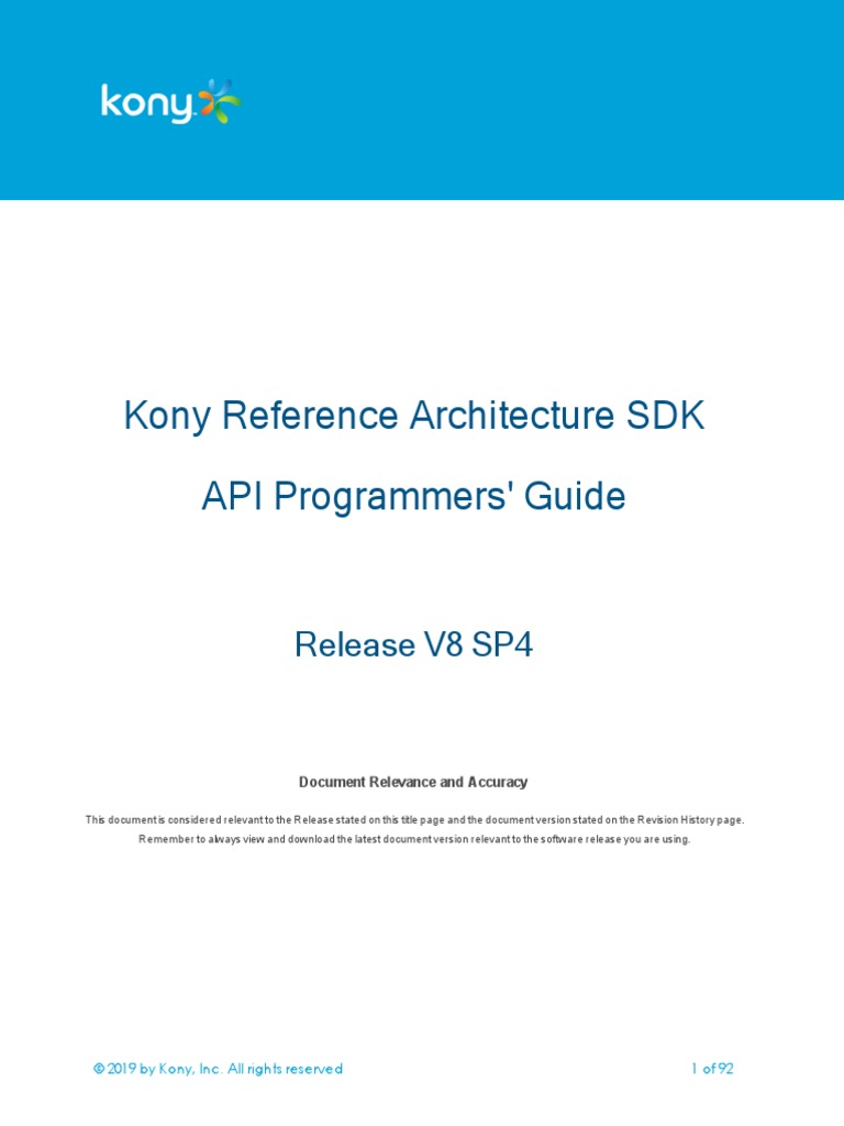 Kony Reference Architecture SDK API Programmers' Guide: Release V8 SP4 | PDF | Mobile App | Ios