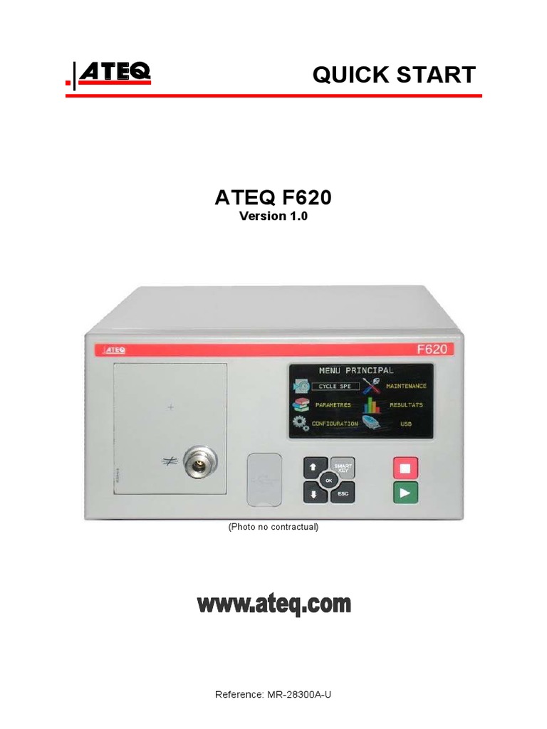 Quick Start Guide for the ATEQ F620 Air Leak Detector | PDF | Menu ...