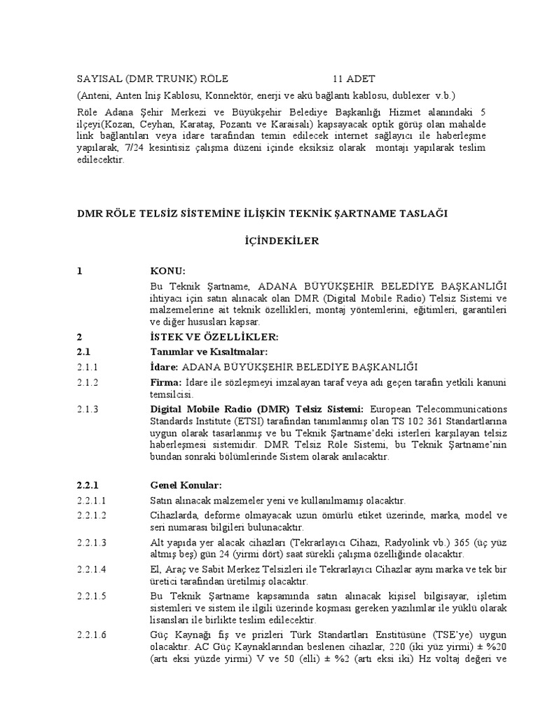 Teknik Şartname | PDF