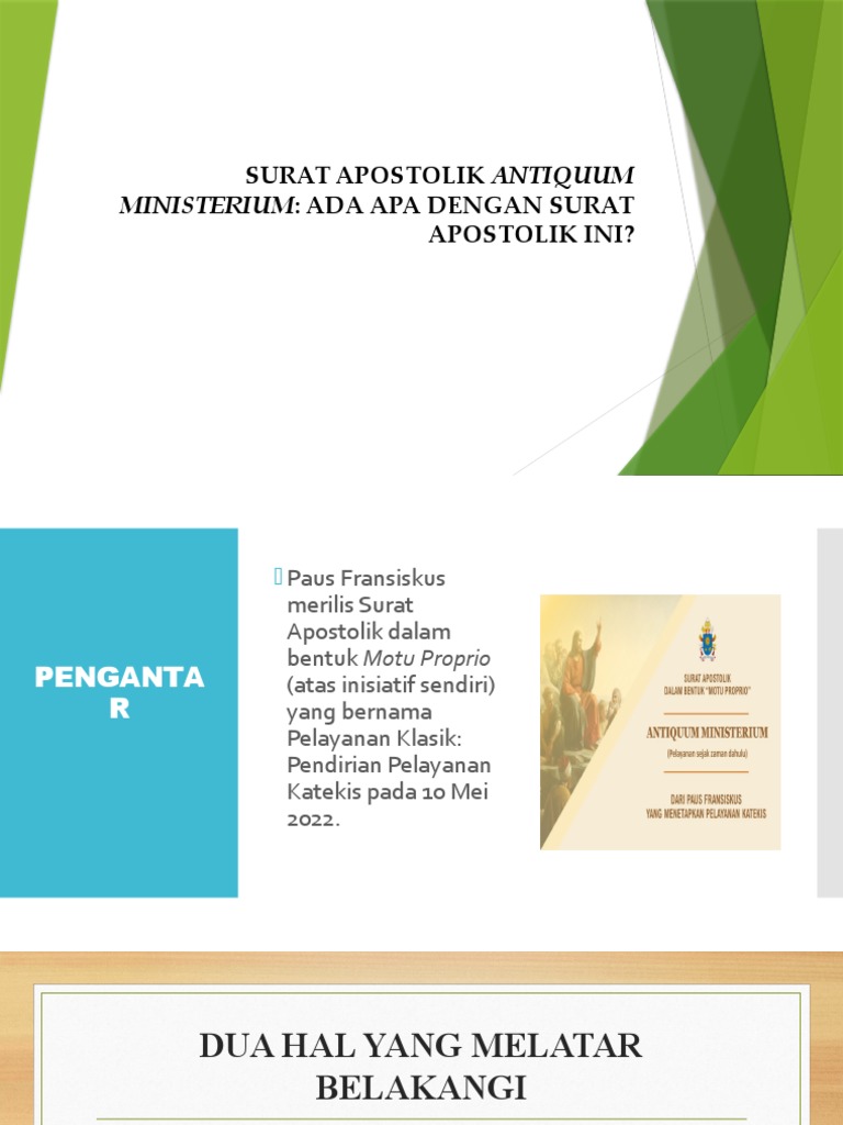 Surat Apostolik Antiquum Apostolik Ini?: Ministerium: Ada Apa Dengan ...