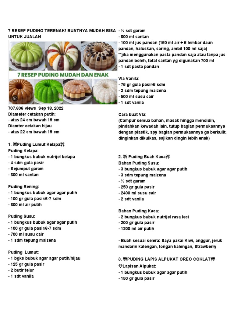 7 Resep Puding Terenak | PDF