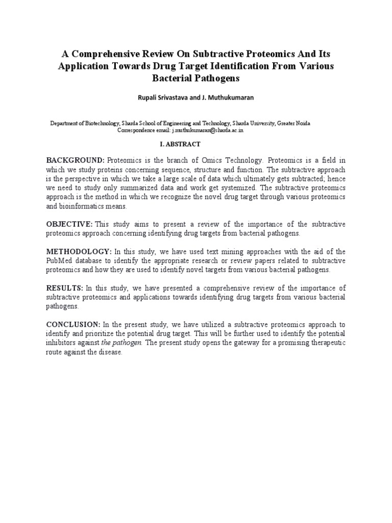 A Comprehensive Review On Subtractive Proteomics and Its Application ...