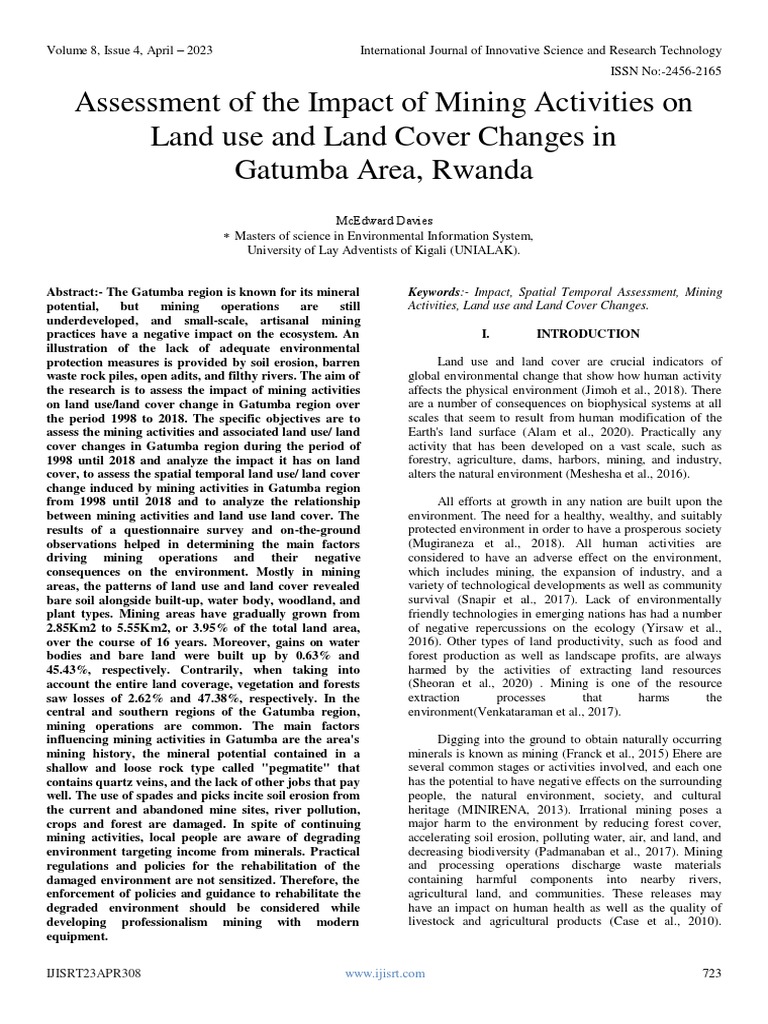 Assessment of The Impact of Mining Activities On Land Use and Land ...
