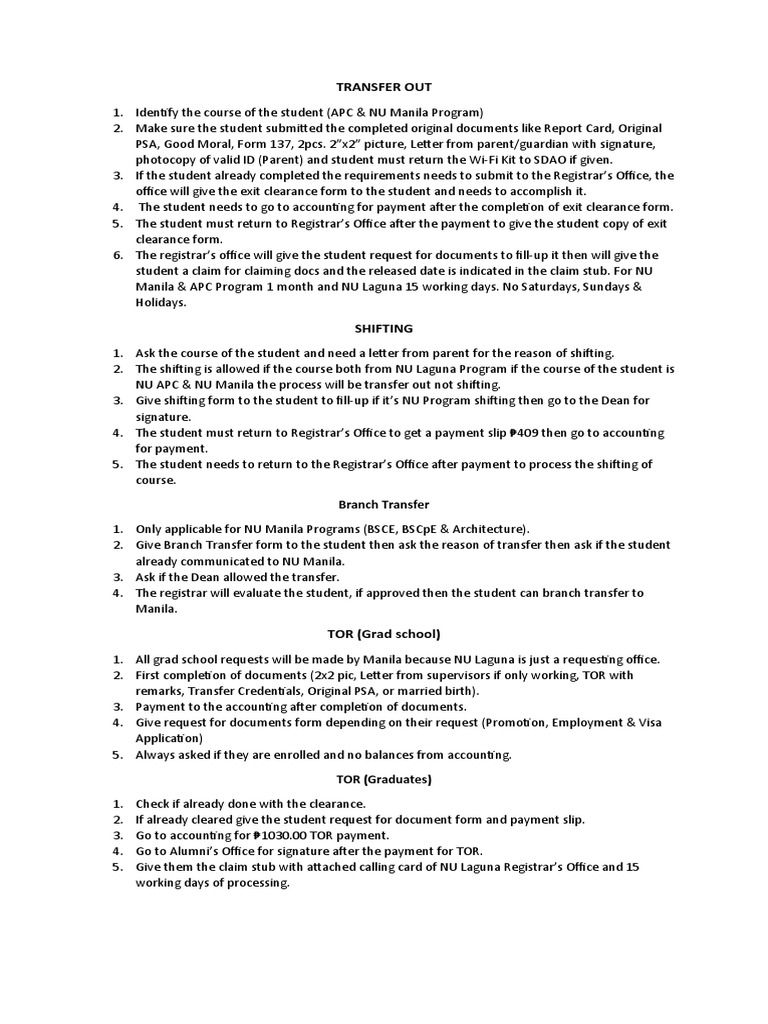 Registrar's Office Processes | PDF