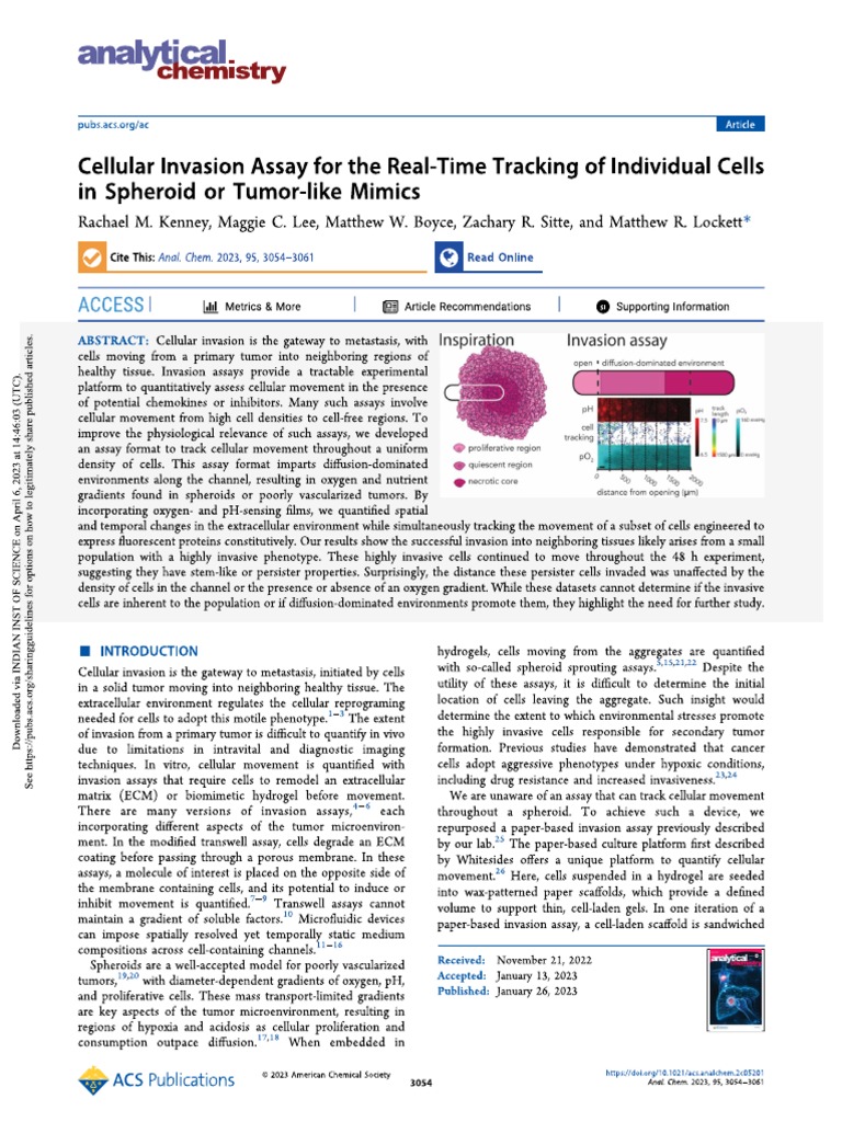 Assay For Cancer Cell Inavsion | PDF