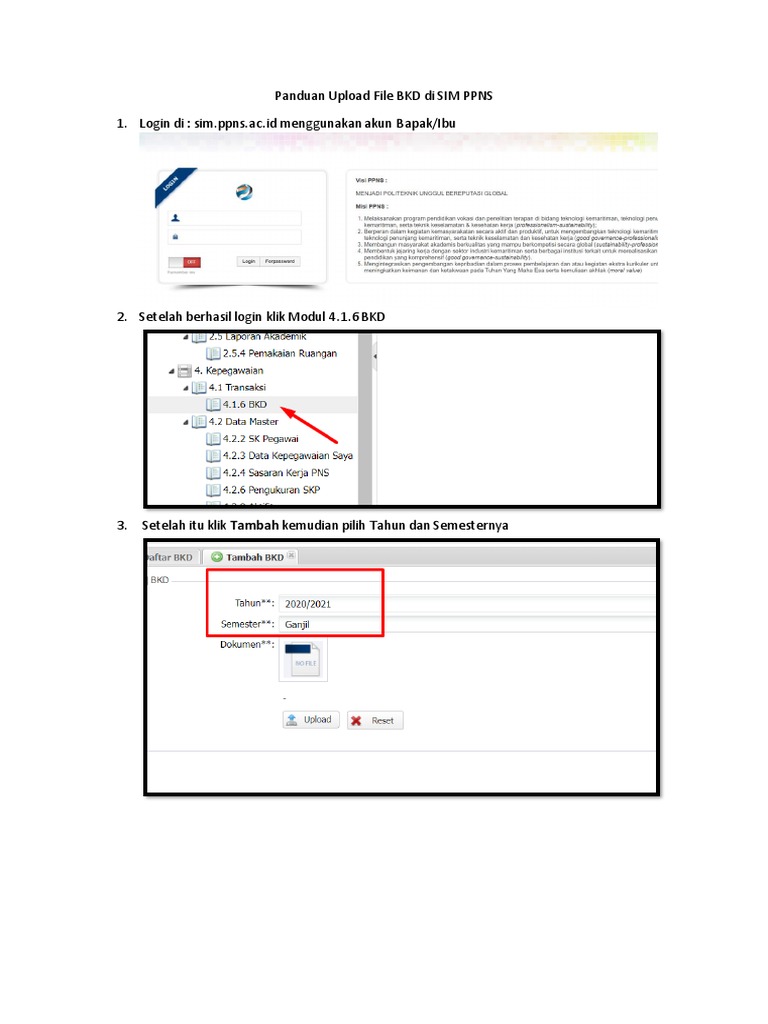 Panduan Upload File BKD Di SIM PPNS | PDF