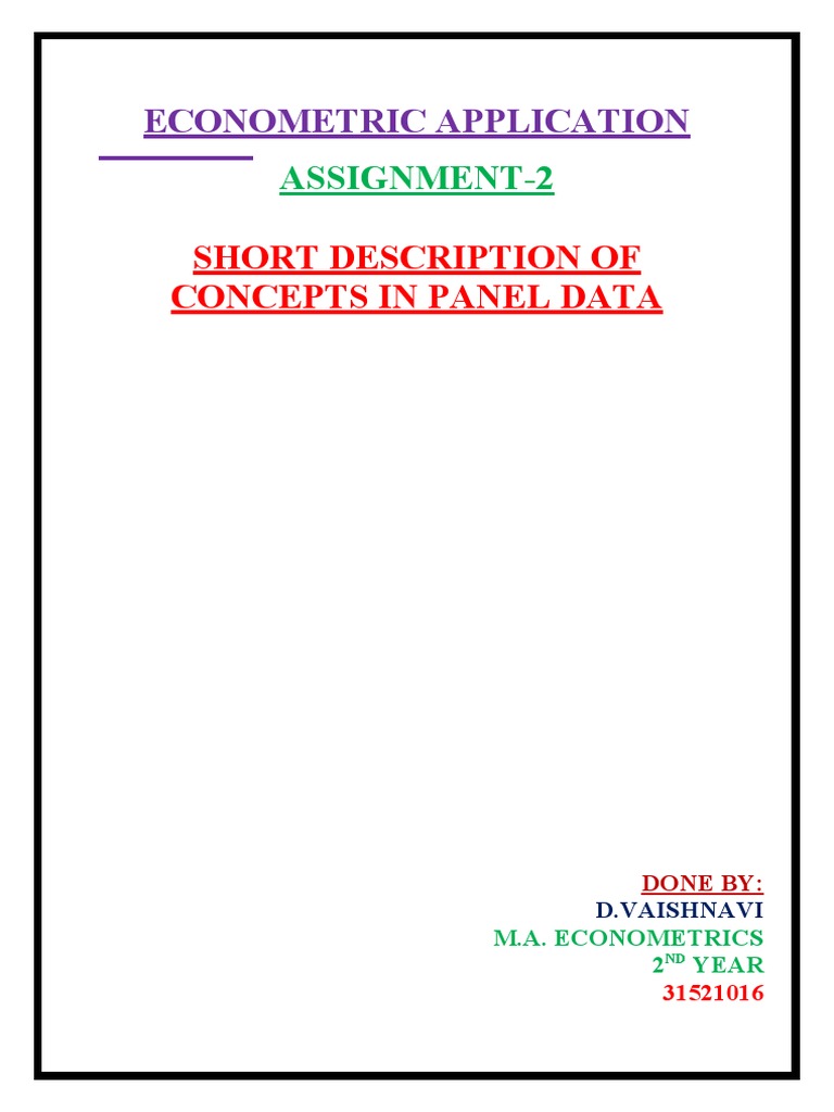 Panel Data Assignment | PDF | Variance | Fixed Effects Model